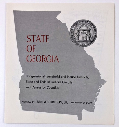 1974 State of Georgia Congressional Senate House Districts VTG Politcal ...