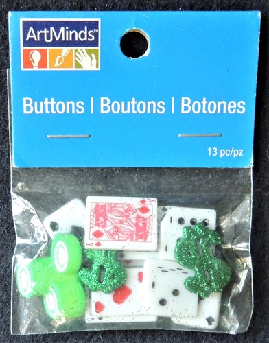 13pc Gambling Buttons Playing Cards Dice Poker Chips $ Signs Michaels ...