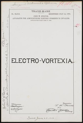John W. Steeves Electro-Vortexia brand Apparatus Administering Electric ...