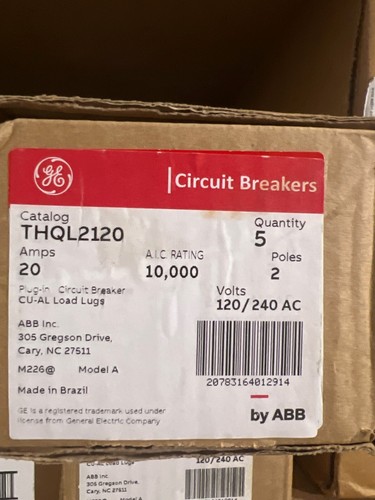 GE THQL2120 240V Circuit Breaker - Box of 5 783164012910| eBay