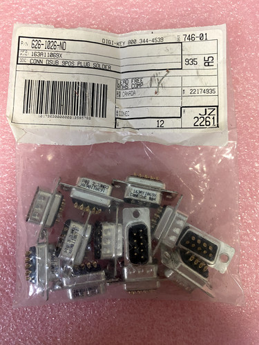 Digi-Key 626-1026-ND / 163A11069X Cib Dsub 9Pos Plug Solder *Lot of 12 ...