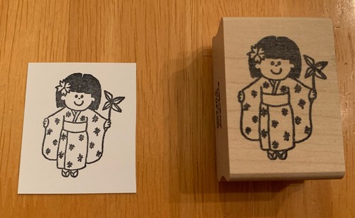 Judi Kins Girl in Kimono and Slippers Rubber Stamp Woman Lady Pinwheel ...