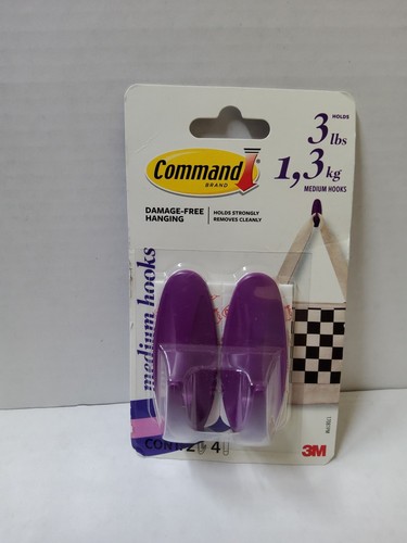 Command Hooks Pack of 2 Wall Hooks 3 Lbs 3M | eBay