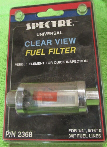 SPECTRE 2368 CLEAR VIEW FUEL FILTER FOR 1/4, 5/16, AND 3/8" FUEL HOSE ...