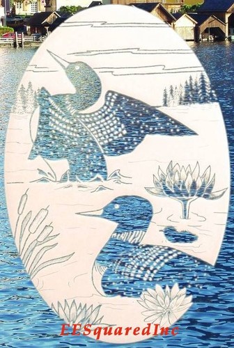 LOON STATIC CLING WINDOW DECAL New Oval 8x12 Vinyl Wild Ducks Glass ...