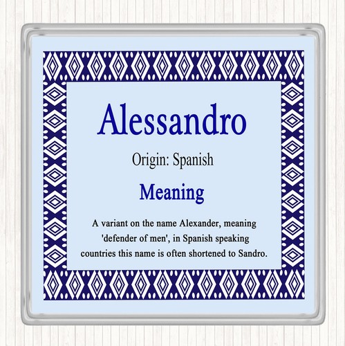 Alessandro Name Meaning Drinks Mat Coaster Blue | eBay UK