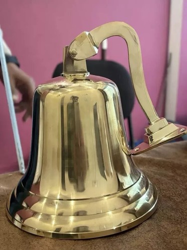 Large Nautical Ship's Boat Bell 11" Solid Brass Marine Maritime Wall ...