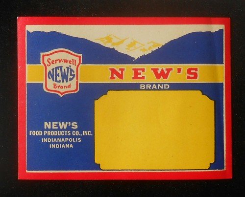1940s Bottle Label Serv-well New's Brand Food Products Co. Indianapolis ...