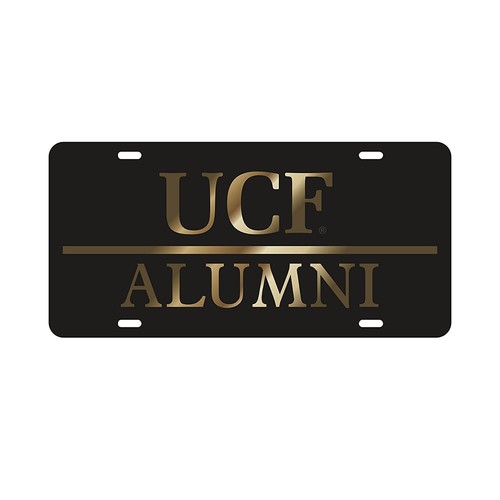 UCF UNIVERSITY OF CENTRAL FLORIDA Black ALUMNI Mirrored License Plate ...