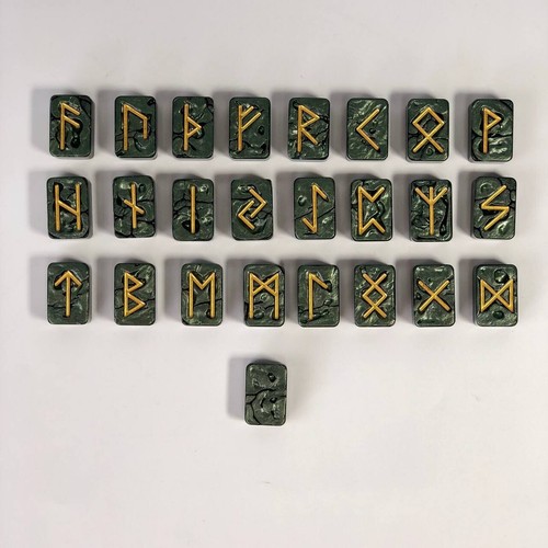 Epoxy Resin RUNES with Case, Rune Set, Green Runes, Unique Viking Norse ...