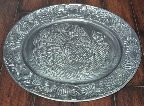 Extra Large Pewter Thanksgiving Holiday TURKEY Platter Food Safe 20.25 ...