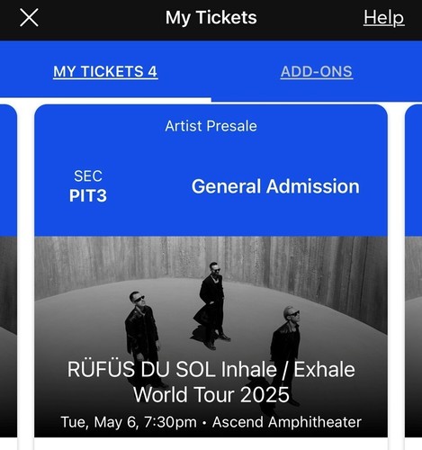 GA PIT Tickets Rufus Du Sol 5/6/25 Nashville, TN | eBay