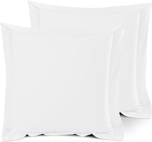 European Square Pillow Shams Set of 2 White 600 Thread Count 100% ...