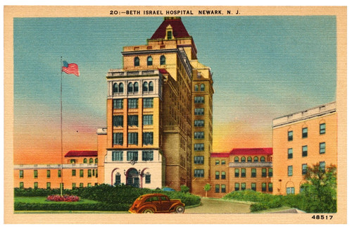 Judaica: Beth Israel Jewish Hospital, Vintage Car, Newark, NJ. Linen ...