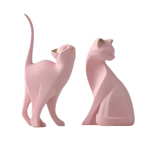 Abstract Cat Statue Resin Standing/Sitting Cat Ornament Home Art Decor ...