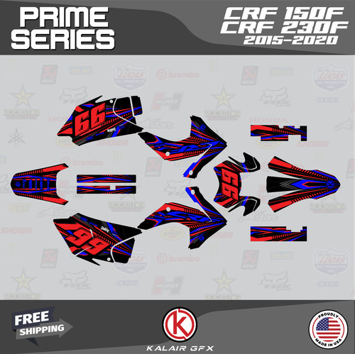Graphics Kit for HONDA CRF150F CRF230F (2015-2020) Prime - Red Blue | eBay
