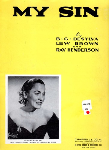 My Sin 1929 Vintage Sheet Music By B.G. De Sylva Lew Brown And Ray ...