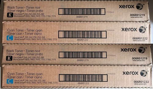 Lot of 4 Genuine Sealed Xerox 006R01219 Black 006R01221 Cyan Toners (2 ...