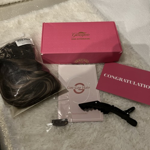 GOO GOO Clip in Hair Extensions Human Hair, 2A Dark Brown, Gold ...