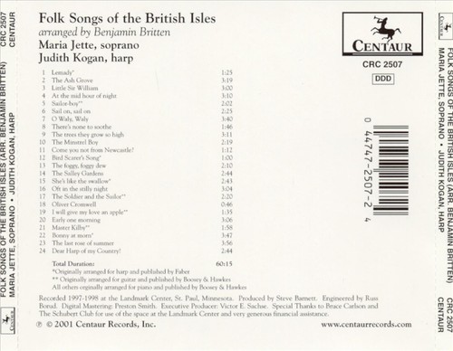 MARIA JETTE/JUDITH KOGAN - BRITTEN: FOLK SONGS OF THE BRITISH ISLES ...