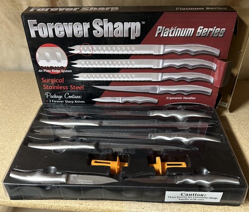 Forever Sharp Platinum Series 8 Piece Knife Set Surgical Stainless ...