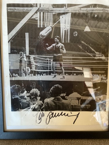 Signed photo of Max Schmeling (Heavyweight champ 1930-32) boxing w/Nazi ...