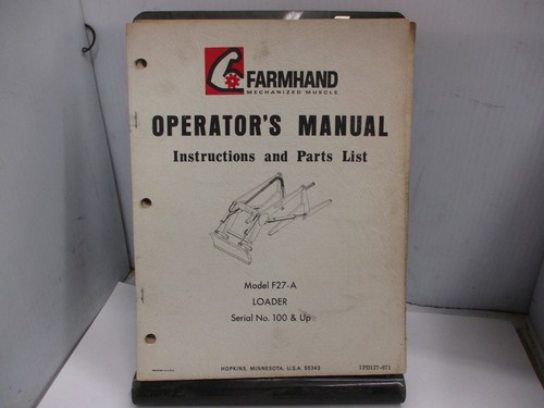 FARMHAND Model F27-A Loader Operators Manual | eBay