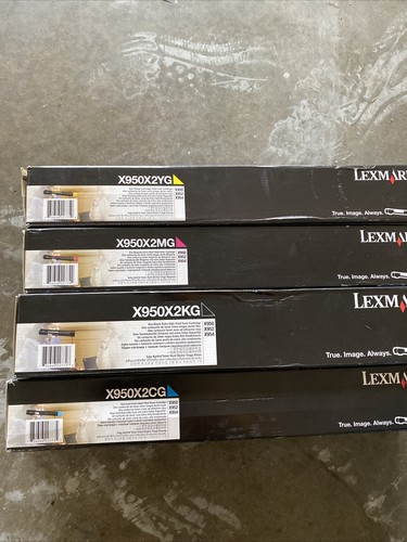 GENUINE SET 4 LEXMARK HI-YLD TONERS C950X2CG C950X2YG C950X2MG C950X2KG ...