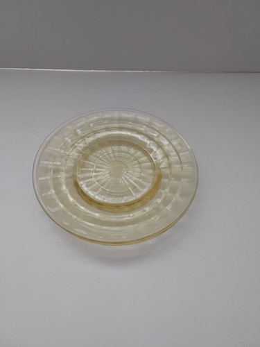 Vtg Anchor Hocking Block Optic Yellow Depression Glass 8 1/4" Salad ...