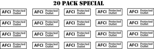 AFCI Protected Receptacle Outlet Stickers 20 Pack Special .25" x 1.0 ...