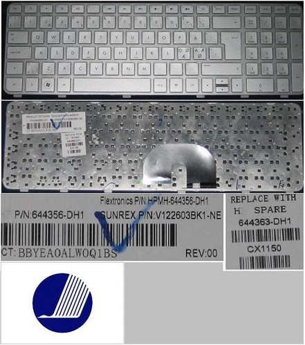 Keyboard qwerty Ne Nordic HP Pavilion DV6-6000 DV6-6100 DV6-6200,644356 ...