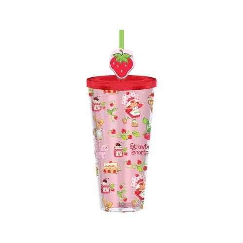 Silver Buffalo Strawberry Shortcake Plastic Cold Cup with Lid and Straw ...