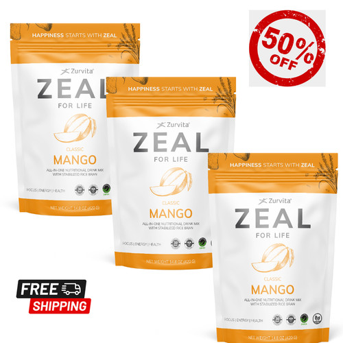 3-Pack Zurvita Zeal 30-Day Wellness Bag, (3 X 420 Grams) CLASSIC MANGO ...
