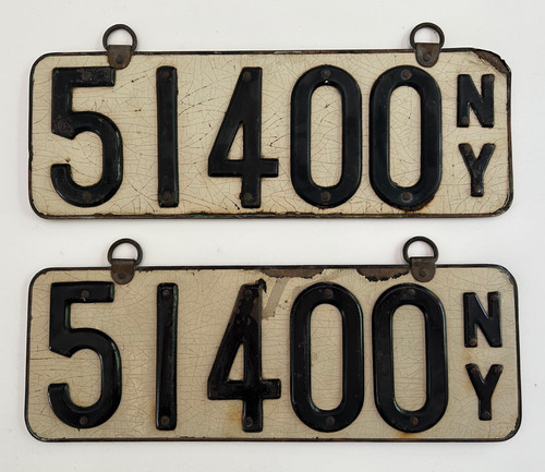 1908 New York Pre-State prestate License Plate PAIR!! All Original and ...