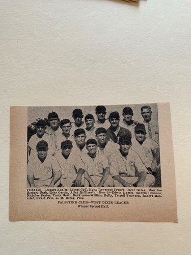 Palestine Pals Bob Muncrief Ewald Pyle Merv Connors 1935 Baseball Team ...