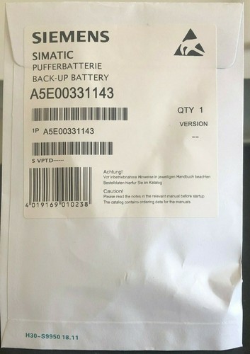 Brand New "10" Siemens A5E00331143 Battery for Simatic S-7 PLC Logic ...