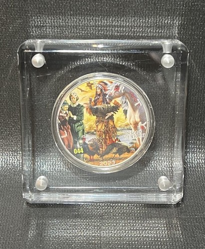 2023 Silver Eagle- Thanksgiving Edition, Colored Pilgrim & Turkey, RARE ...