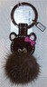 NWT COACH Mink Fur Teddy Bear Key Chain w/ Leather Bow Key Ring / Key ...