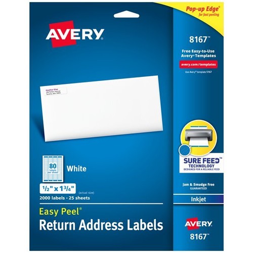 Avery 1/2" X 1-3/4" InkJet Return Address Shipping 720 Labels 9 Sheets ...
