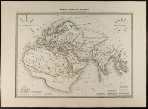 Map 1846: Known World of the Ancients. Malte-Brun. Rose of Winds | eBay