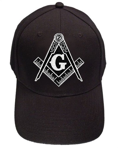 Freemason's Baseball Cap - Black Hat with Black & White Standard ...