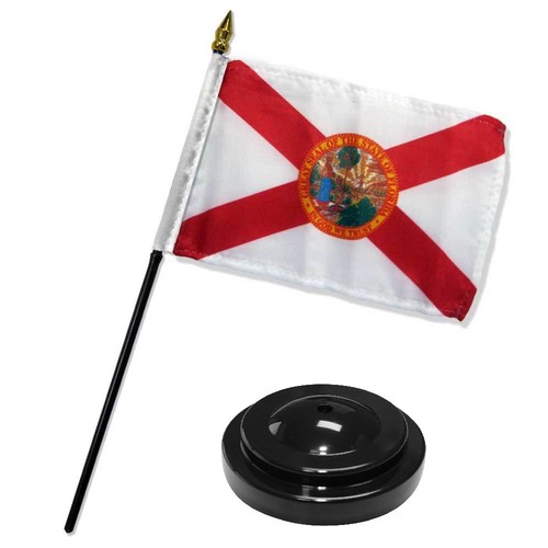 Florida State Seal Flag 4"x6" Desk Set Table Stick Black Base | eBay