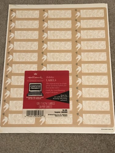 Hallmark Christmas Labels Gold For Printer 120 1 X 2 5/8 New | eBay