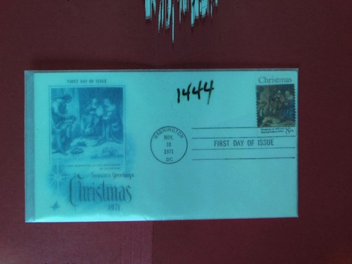 U. S. Stamp FDC-1444 -Christmas 1971 - Fleetwood cachet- comb. shipping ...