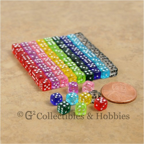 NEW 5mm Deluxe Rounded Edge 90 Transparent MINI D6 RPG Game Dice Set 9 ...