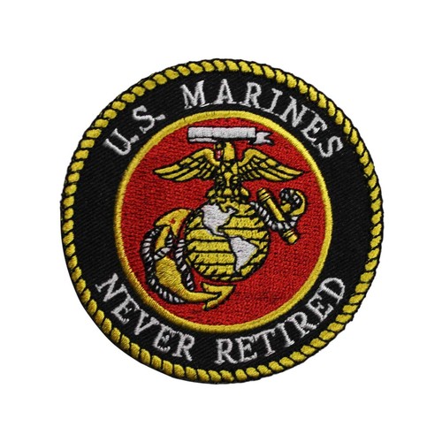 US Marine Never Retired Embroidered Iron On Patch - USMC Vet OFFICIAL ...