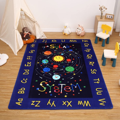 5x7 Area Rug Solar System Play Mat, Non-Slip Nursery Rug for Kids ...