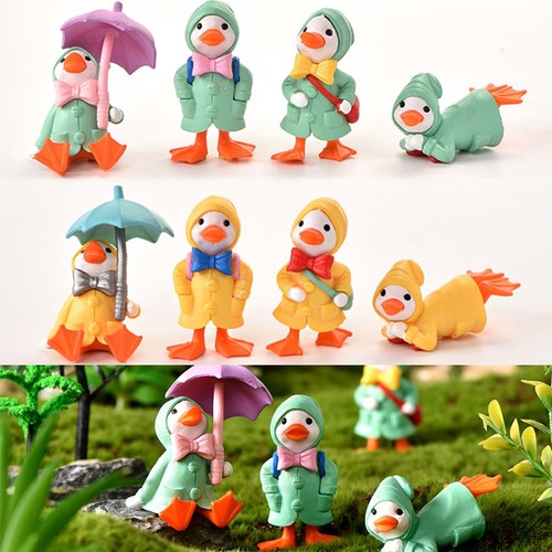 Green and Yellow Resin Duck Miniature Figurines for Garden Decor (4PCS ...