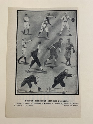 Boston Red Sox Duffy Lewis Larry Gardner Clyde Engle 1910 Baseball 5X7 ...