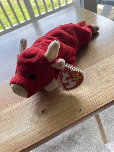 Ty Beanie Snort the Red Bull Plush Toy DOB May 15, 1995 Rare?!? | eBay
